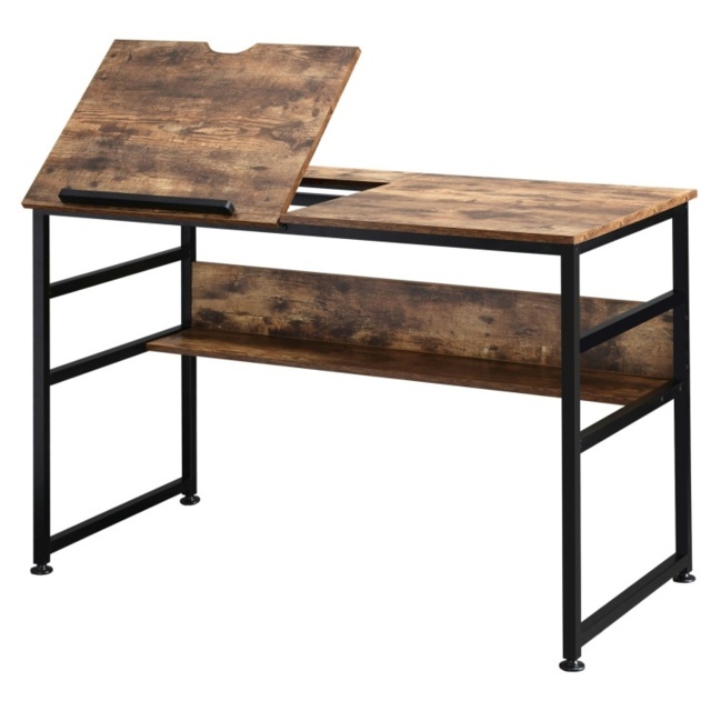 Homcom Tiltable Drafting Table Home Office Computer Desk With Shelf by ...