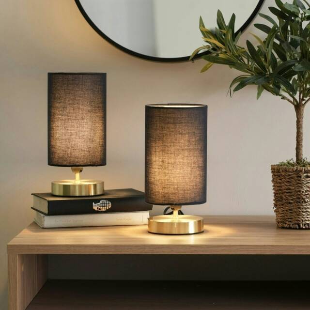 ValueLights Francis Gold Touch Table Lamps Navy Shade & Bulb Gold by ...