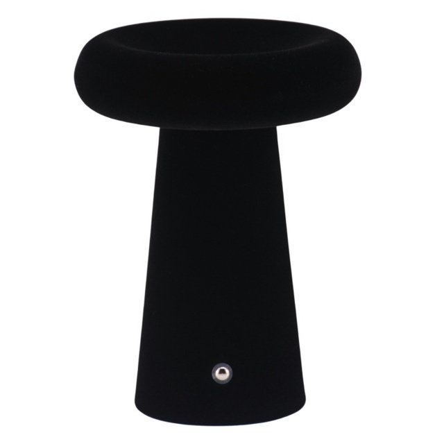 Designer Soft Black Felt Rechargeable Lamp With Donut Shade 3-Way Touch ...