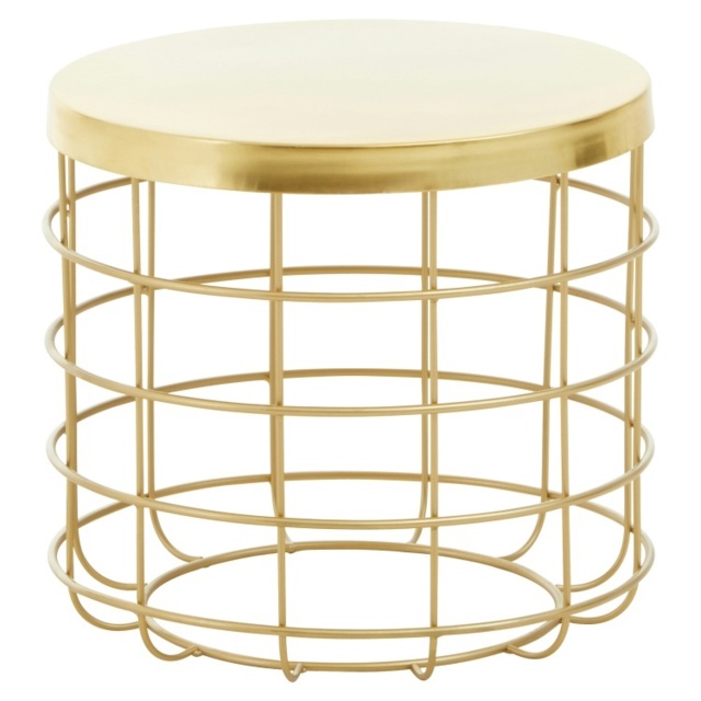Interiors By Premier Gold Finish Side Table With Caged Base, Open Frame ...