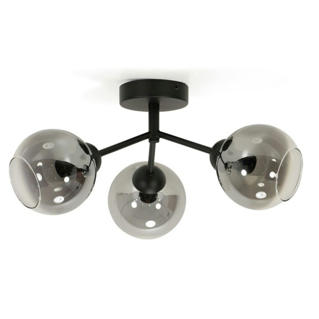 Valuelights Aria Black Metal 3 Way Ceiling Light Fitting With Smoked ...