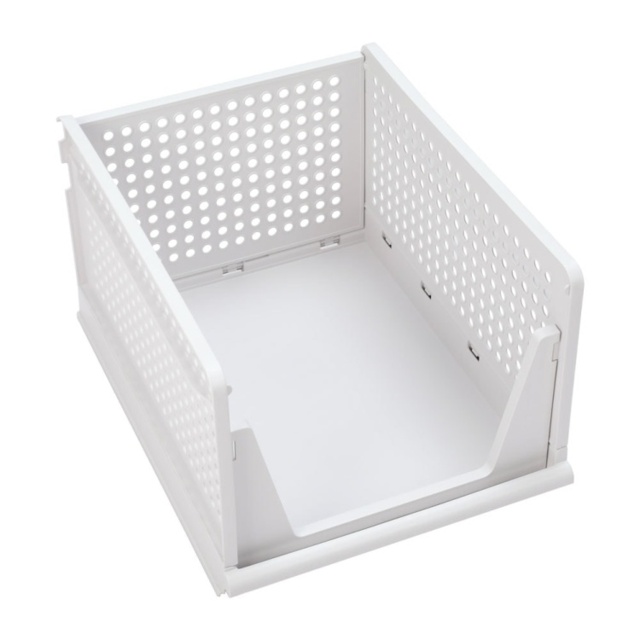 Living And Home Foldable Plastic Storage Drawer Basket 36L - Off White ...