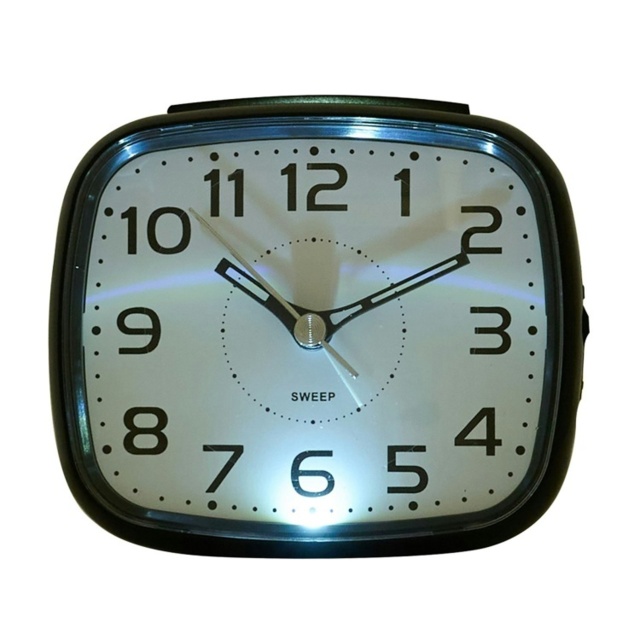 Hometime Silent Sweep Square Alarm Clock With Illuminated Button ...