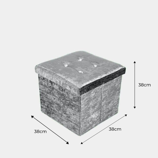 Home Republic Crushed Velvet Storage Ottoman - Foldable Silver by Tesco ...