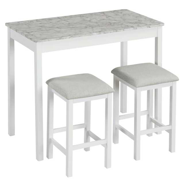 Costway 3-piece bar table set counter table & bar stools white by Tesco ...