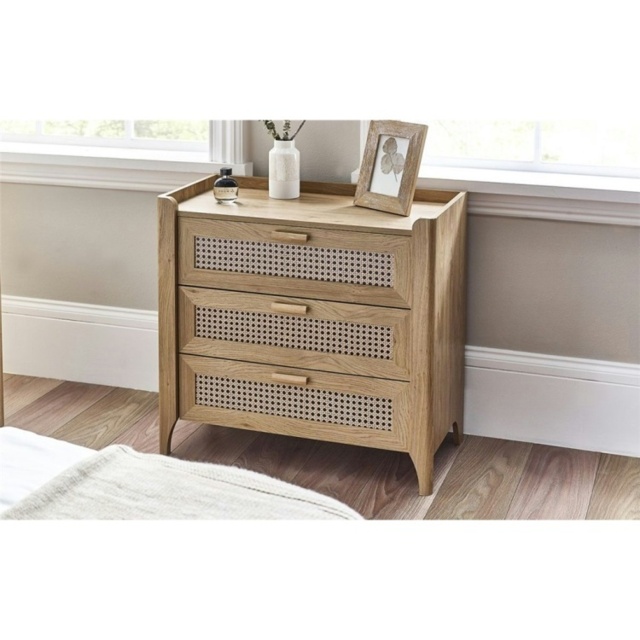 Sleek 3 Drawer Rattan Oak Chest by Tesco - Marketplace | ufurnish.com