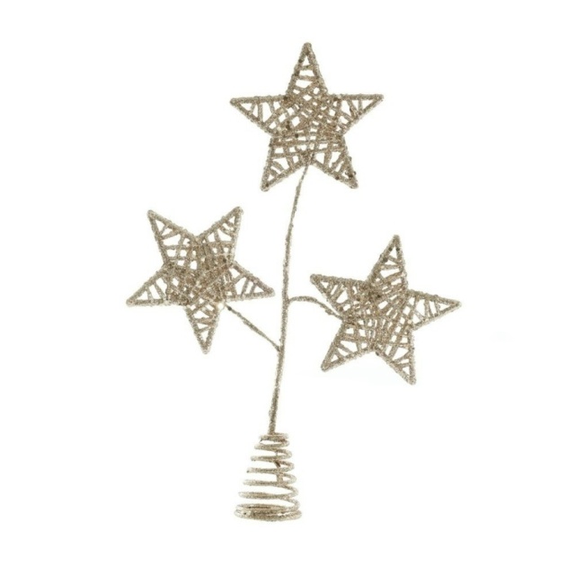 Gold Triple Star Tree Topper - 30Cm by Tesco - Marketplace | ufurnish.com