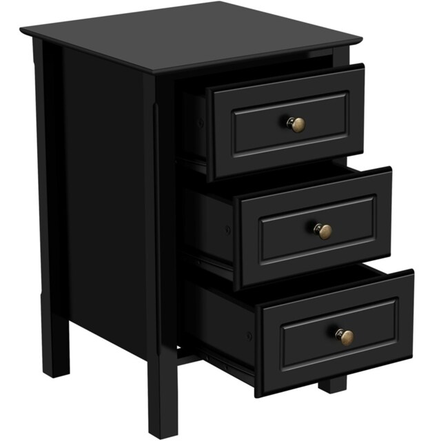 Yaheetech Modern Style Side Table with 3 Spacious Drawers Black by ...