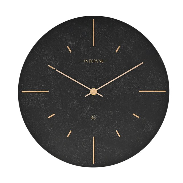 Interval Resin Wall Clock 30cm - Black & Gold Black Gold by Tesco ...