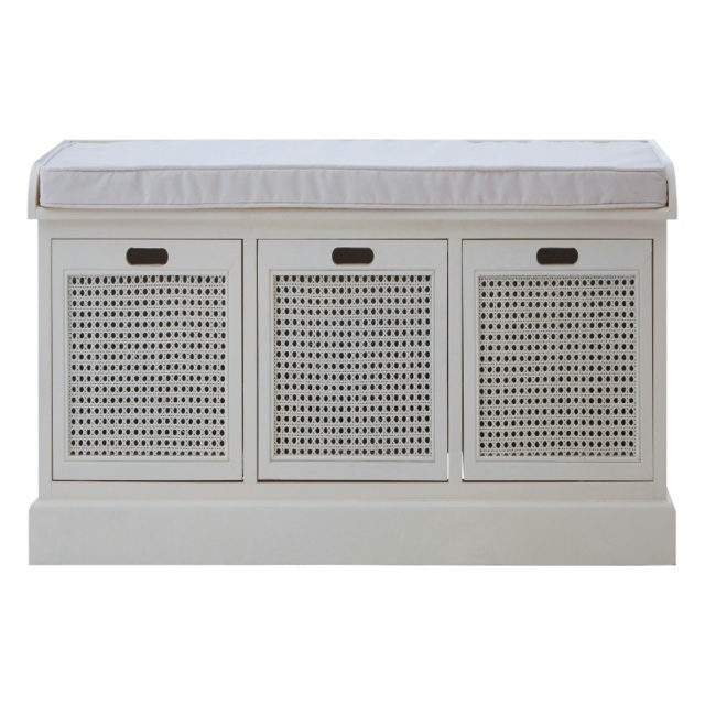 Interiors By Premier White Storage Bench With 3 Drawers, Ottoman Seat ...