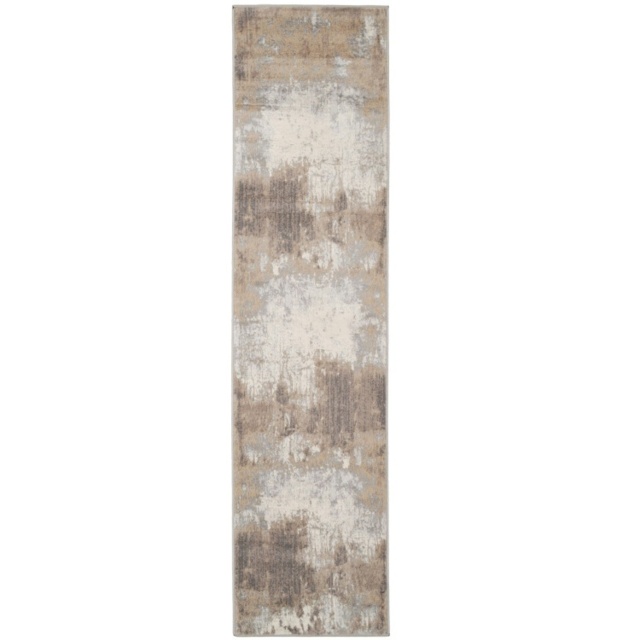 Kukoon Greige Distressed Abstract Runner Rug 60Cm X 240Cm by Tesco ...