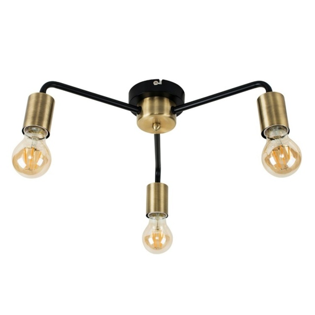 Valuelights Steampunk Style Antique Brass And Matt Black 3 Way Ceiling ...
