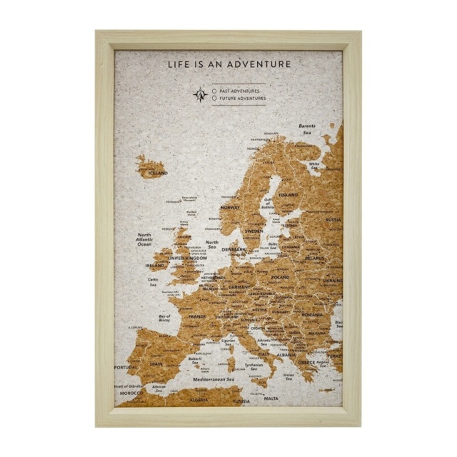 Splosh Travel Map Cork Board Europe Small Light Wood by Tesco ...
