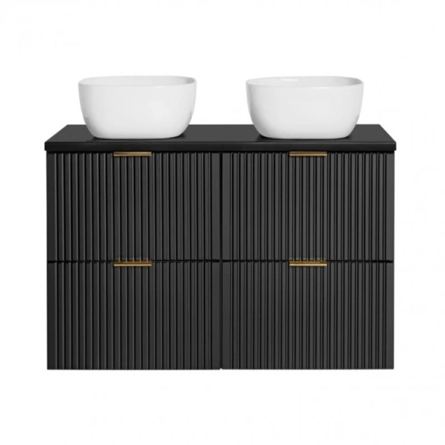 Double Sink Bathroom Vanity Unit 1200Mm Countertop Ribbed Textured ...