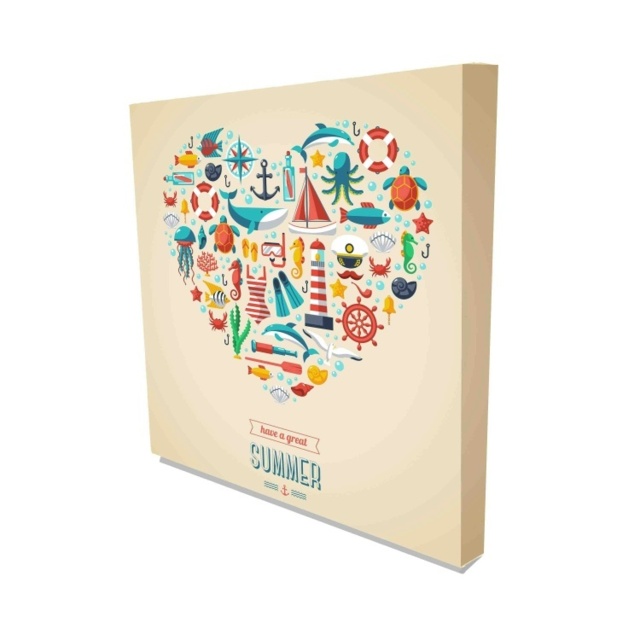 Summer Heart Marine Symbols (Canvas Print) 102Cm X 102Cm by Tesco ...