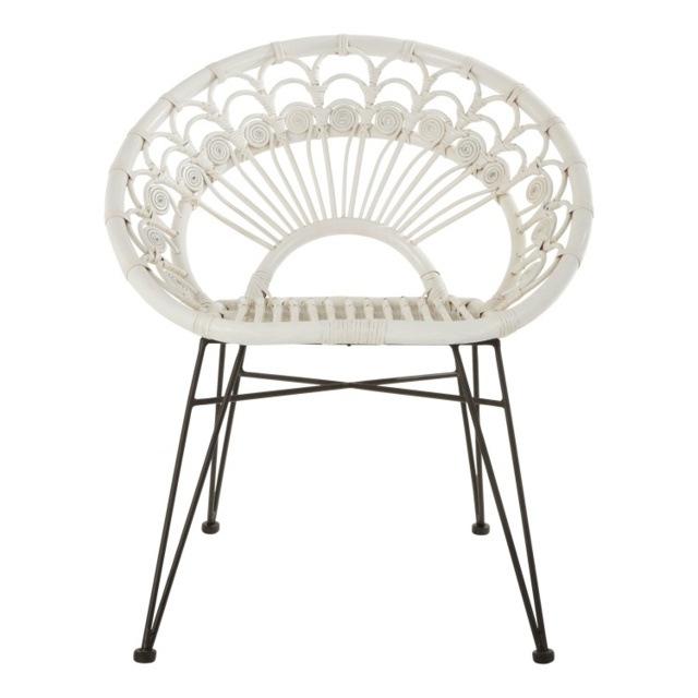 Interiors By Premier White Natural Rattan Chair, Easy To Clean Outdoor ...