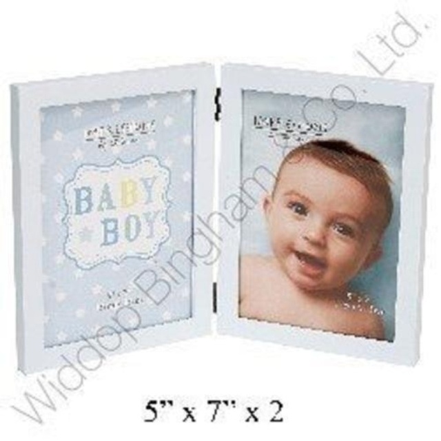 Baby Boy Hinged Photo Frame. Holds 2X 5''x7'' Photographs Heart & Star ...