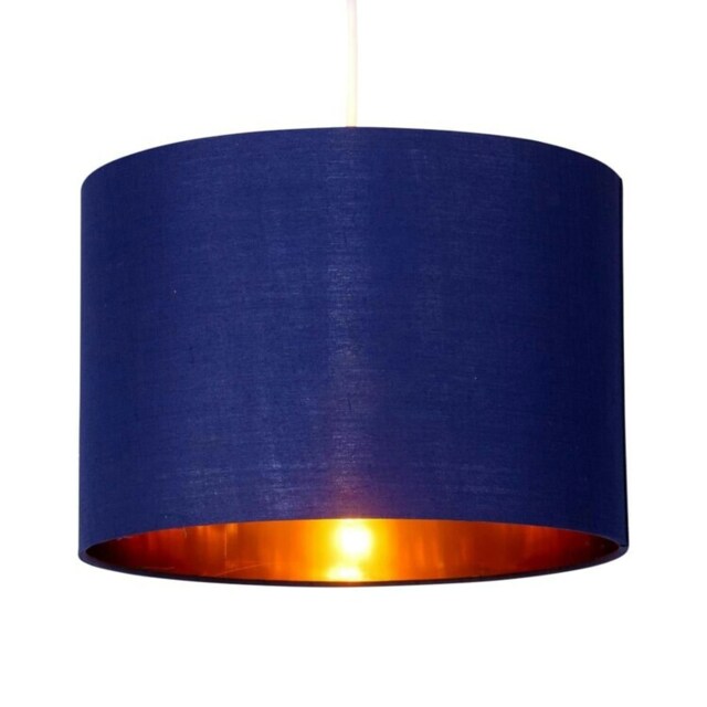 First Choice Lighting Navy Blue 25Cm Light Shade With Gold Inner Blue ...