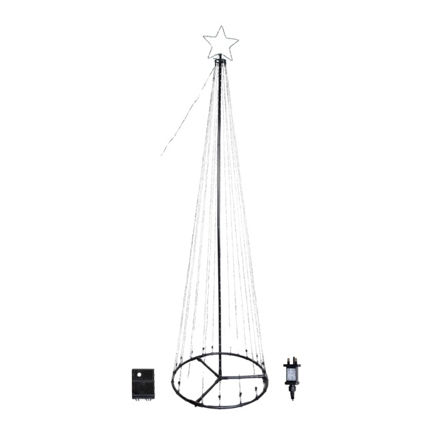 2.5m light up christmas pyramid cone tree with 835 multi-action white ...