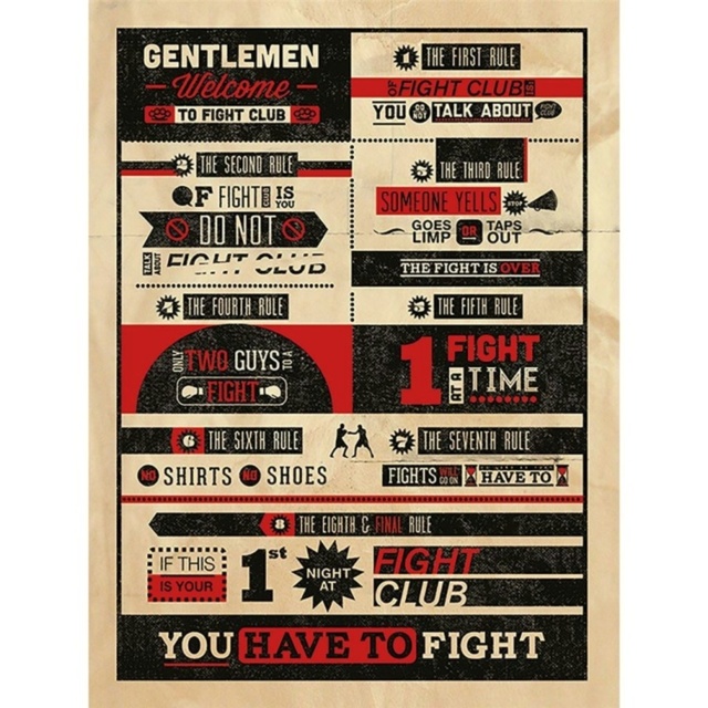 Fight Club Rules (Infographic) 60X80X4Cm Stretched Canvas Print by ...