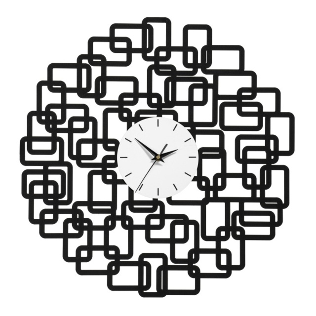 Interiors By Premier Futura Black Iron Squares Design Wall Clock by ...