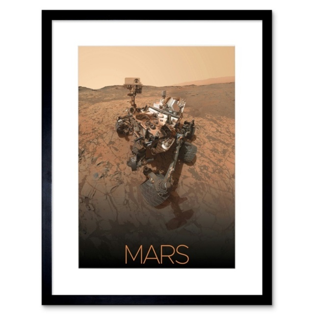 "Nasa Our Solar System Mars Curiosity Rover Self Portrait 9X7"" Black Framed Wall Art Print" by ...