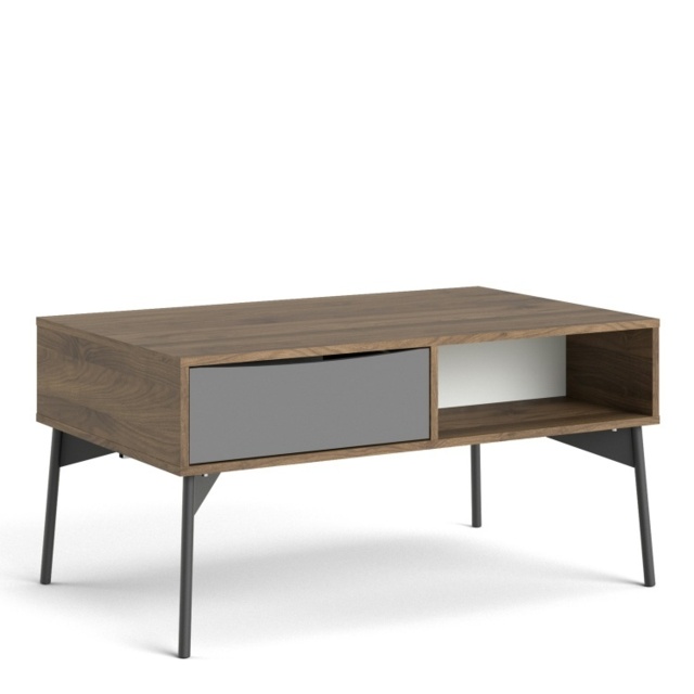 Fur Coffee Table With 1 Drawer In Grey, White And Walnut by Tesco ...