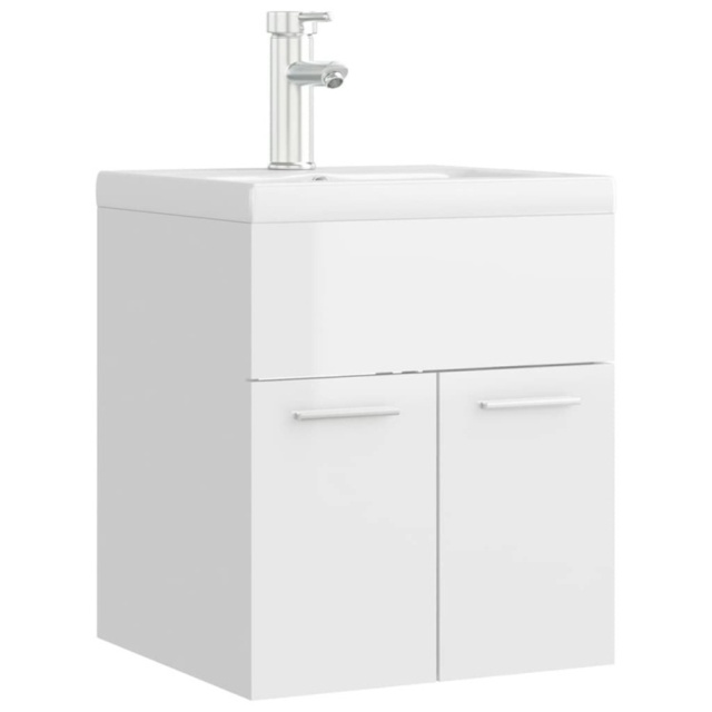 Sink Cabinet With Built-In Basin High Gloss White Engineered Wood by ...