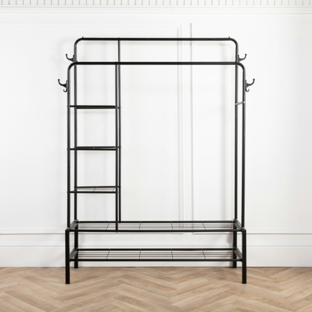 Heavy Duty Clothes Rail, 130Kg Metal Black Rack With Double Hanging ...