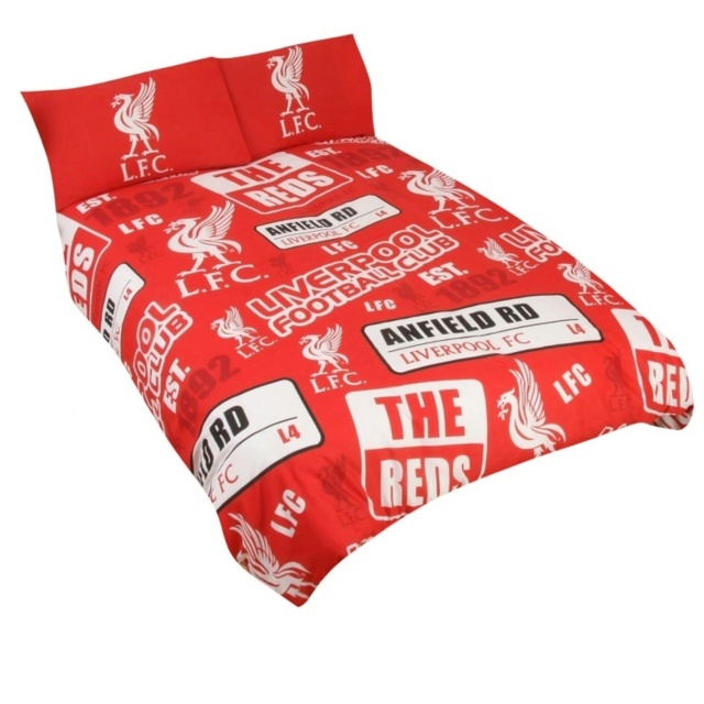 Liverpool Fc Patch Single Duvet Cover And Pillow Case Set - Red - One ...