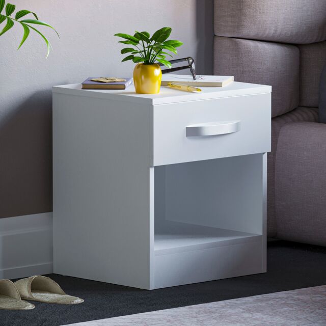Vida Designs Hulio 1 Drawer Bedside Chest High Gloss Cabinet Table ...