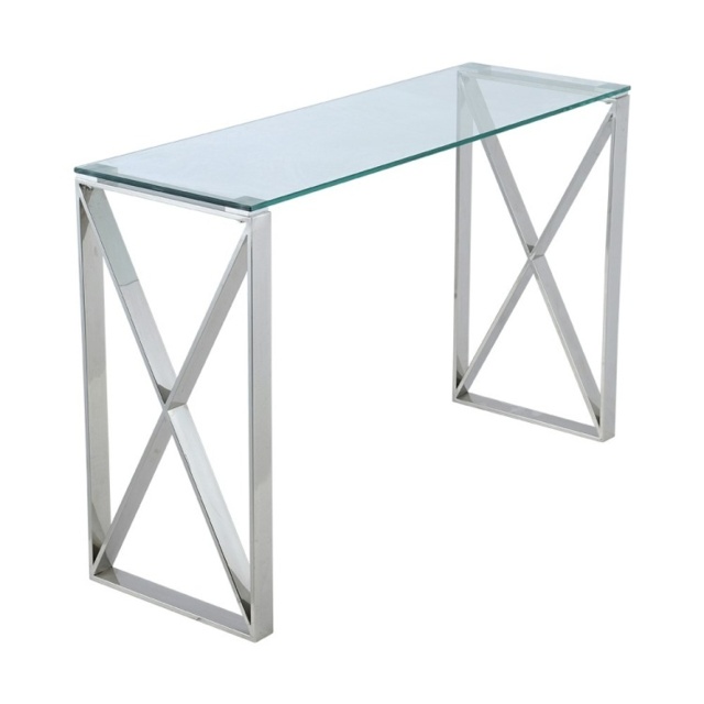 Living And Home Modern Tempered Glass Side Table With Chrome Base by ...