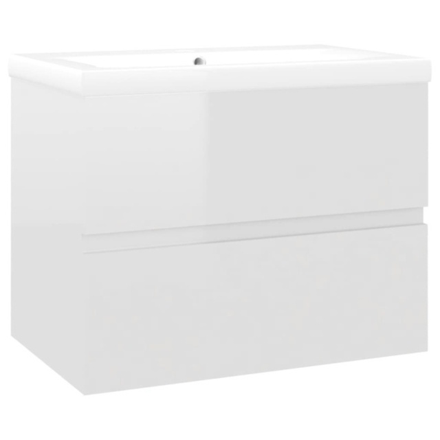 Sink Cabinet With Built-In Basin High Gloss White Engineered Wood by ...