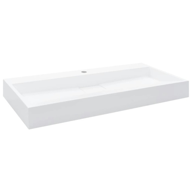 Wash Basin 100X46X11 Cm Mineral Cast/marble Cast White by Tesco ...