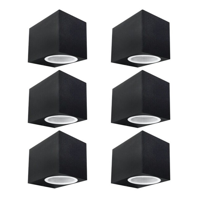 First Choice Lighting Set Of 6 Falmouth Black Downwards Outdoor Ip44 ...