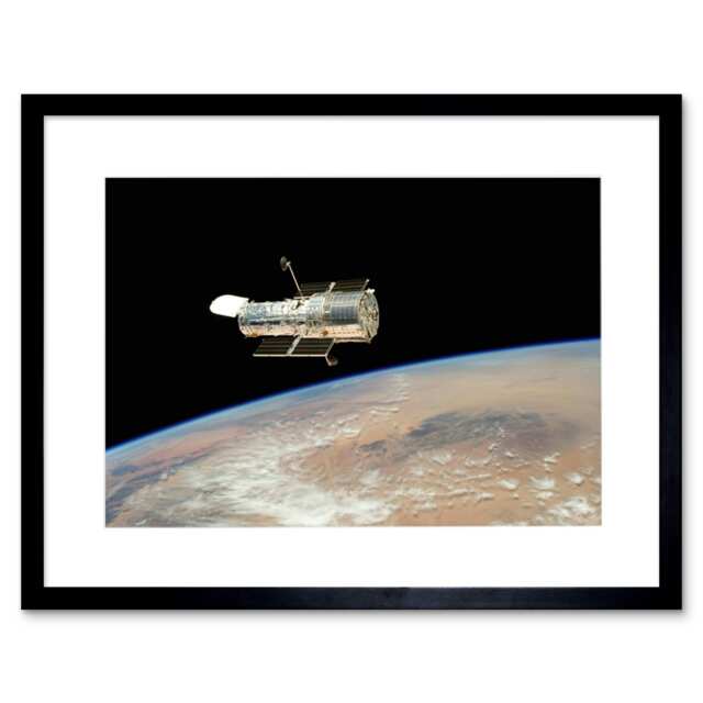 "Hubble Final Release Over Earth Shuttle Atlantis Crew 9x7"" Black ...