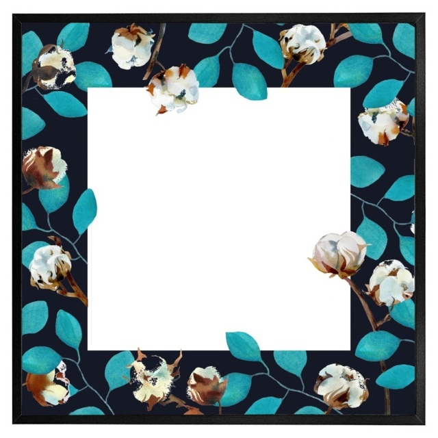 Watercolour Blue Leaf Frame (Picture Frame) Black - S by Tesco ...