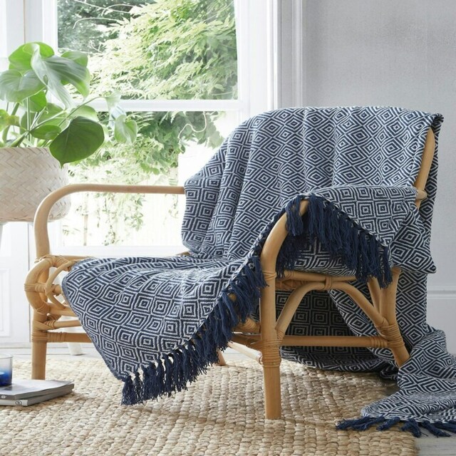 Ascot Navy Throw 180 X 250Cm by Tesco - Marketplace | ufurnish.com