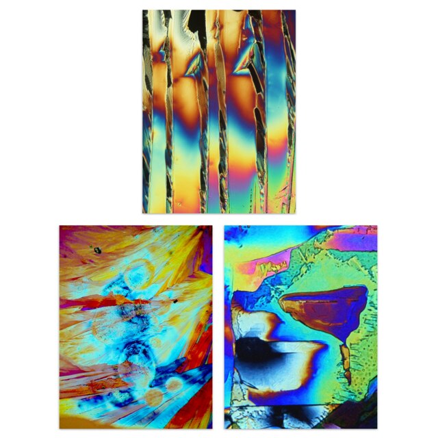 Set Of 3 Electron Microscope Crystal Formations Wall Art Prints Light ...