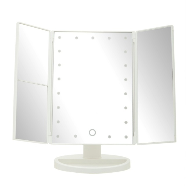 Interiors By Premier Portable Tri Fold White Led Table Mirror, Tri Fold ...