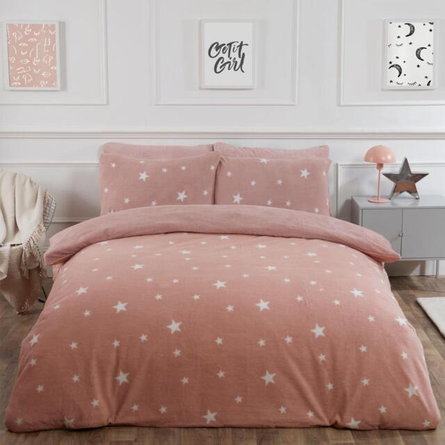 OHS Star Teddy Duvet Cover with Pillowcase Set Pink Blush King by Tesco ...