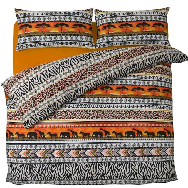 Velosso Safari Printed Cotton Blend Multi Duvet Cover And Pillowcase ...