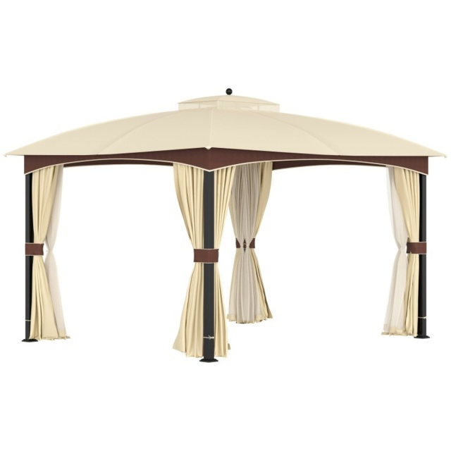 Outsunny 4M X 3M Patio Gazebo Garden Canopy Shelter With 2-Tier Roof by ...