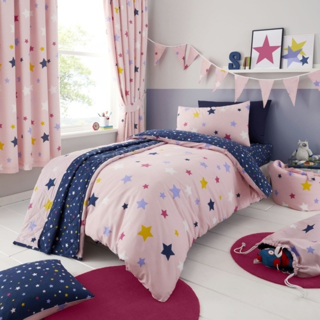 Multi Stars Pink Single Bedding by Tesco - Marketplace | ufurnish.com