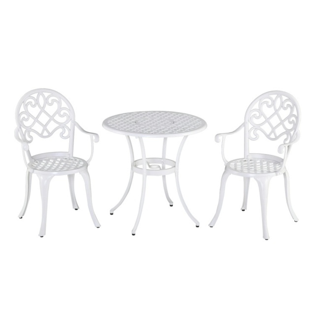 Outsunny 3Pcs Garden Bistro Set Cast Aluminium Round Table With Chairs ...