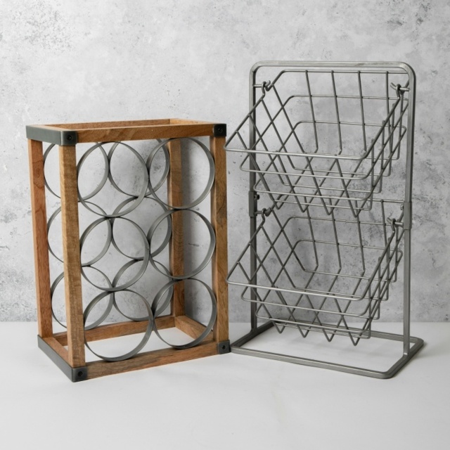 2Pc Kitchen Storage Set With Wire Two Tier Storage Baskets And 6-Bottle ...