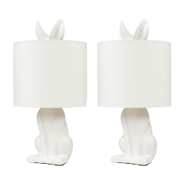 Valuelights Lepus Pair Of Modern White Ceramic Rabbit/hare Table Lamps ...