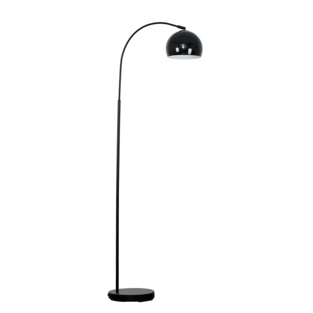 Valuelights Curva Gloss Black Floor Lamp With Black Dome Shade And Led ...