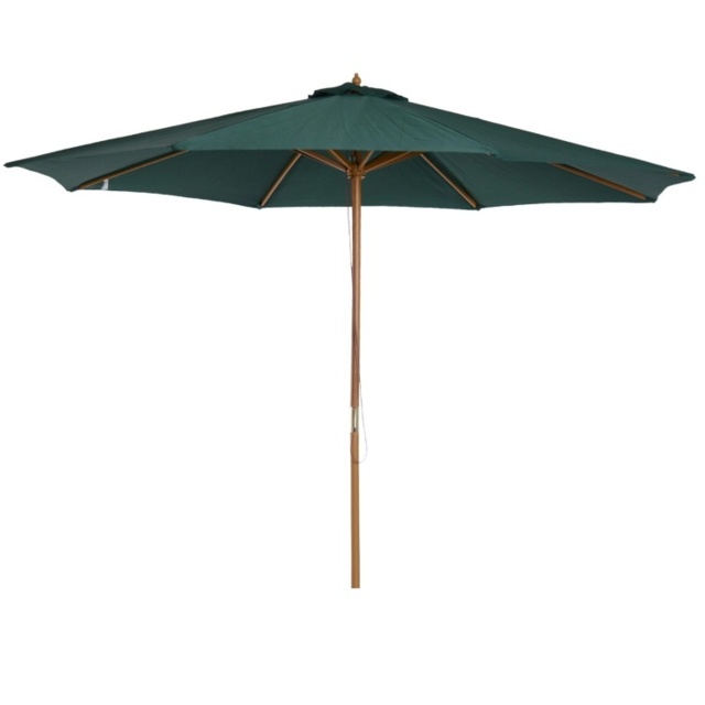 Outsunny Wooden Garden Parasol With Rope Pulley Mechanism Dark Green by ...