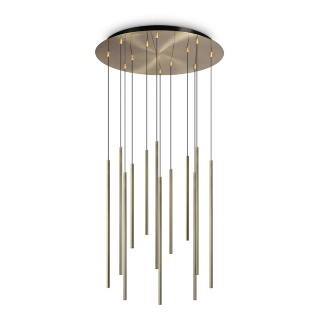 Filo Decorative 12 Drop Cluster Pendant Ceiling Light Brass 3000K by ...